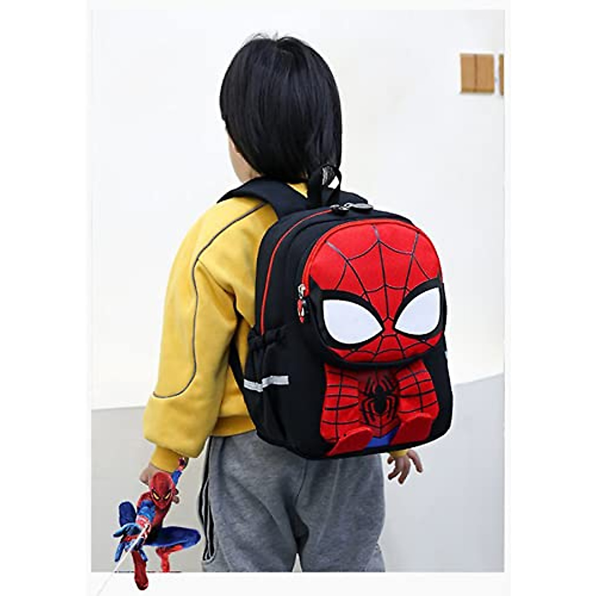 tollaa Toddler School Backpack Cartoon 3D Comic Superhero Kids Backpacks Waterproof Lightweight Kids Schoolbag for Boys Girls-Black