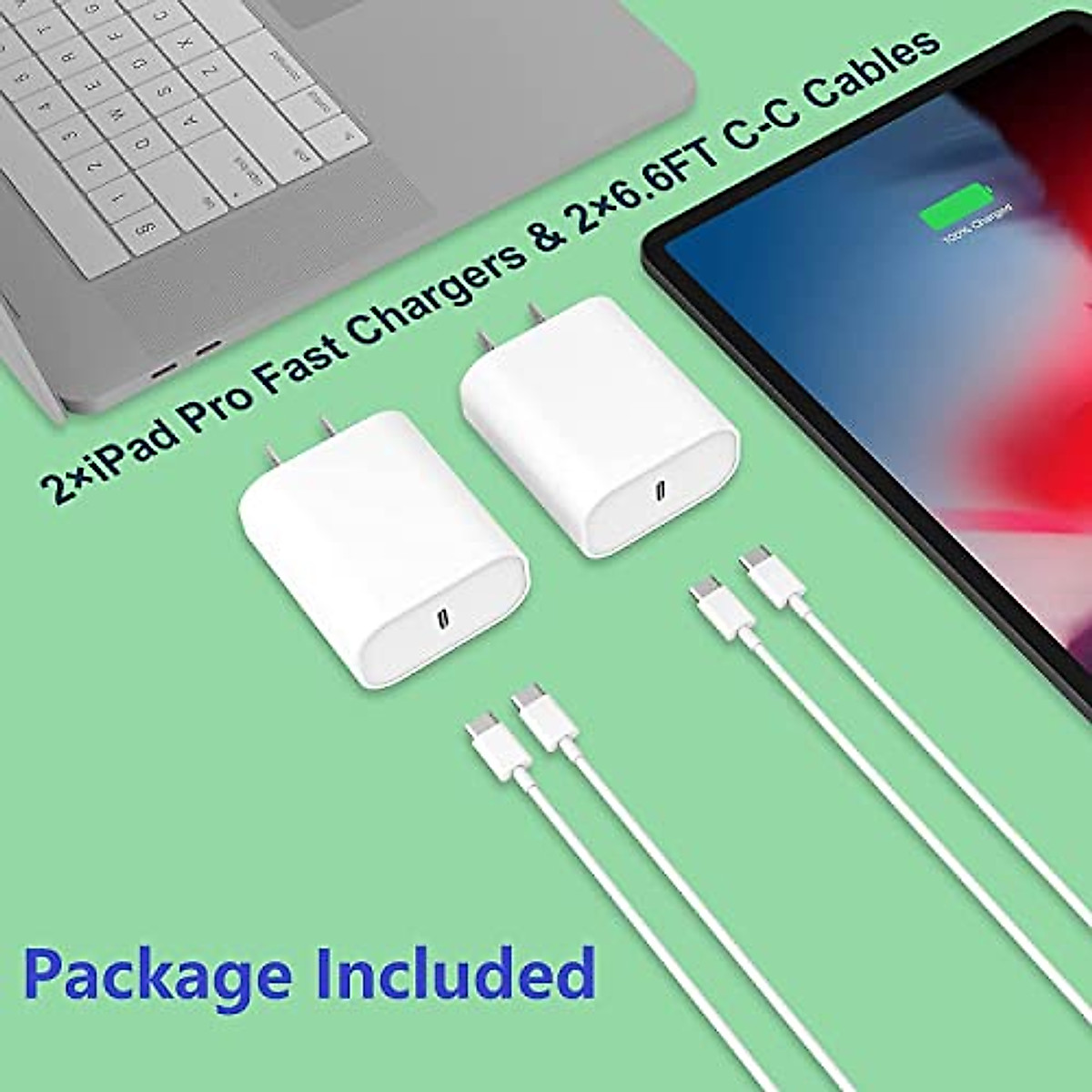 iPad Pro Charger Fast Charging,2 Pack 20W USB C Fast Wall Charger Block ...