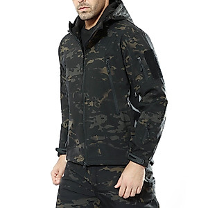 KQTFT Men's Tactical Jacket Softshell, US Medium, CN Large, Night Camo