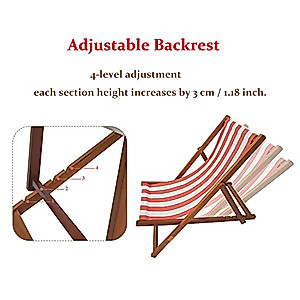 Sybrioka Patio Sling Chair, Recling Camping Chairs, Folding Lounge Chair, Adjustable Backrest, 220 Lbs Weight Capacity