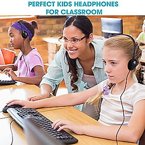 Konohan 30 Pack Headphones Black Adjustable Wire Classroom Headphones Library on Ear Headphones Comfortable School Headphones with 3.5 mm Headphone Plug for Student, Kids, Adults, Travel