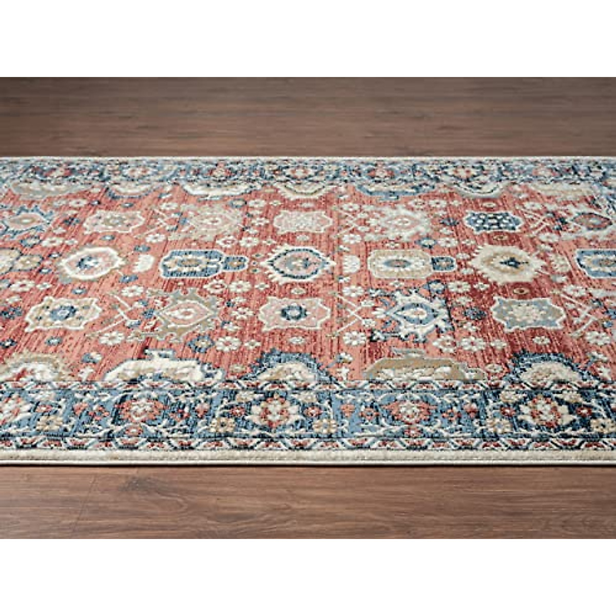 Abani Savoy Collection Area Rug - Red and Cream Vintage Design - 6' x 9' - Easy to Clean - Durable for Kids and Pets - Non-Shedding - Medium Pile - Soft Feel - for Living Room, Bedroom & Office