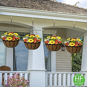 HFHOME 2PCS 14" Round Coco Liner, 14 inch Coco Fiber Replacement Liners for Hanging Basket