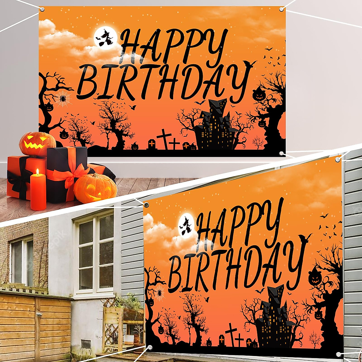Halloween Birthday Party Decorations, Halloween Decorations Indoor/Outdoor for Kids, Halloween Party Decorations with Halloween Birthday Banner Backdrop Halloween Balloons Arch Kit
