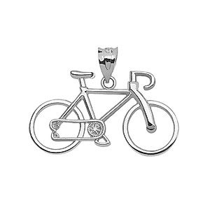 Bicycle Sports Charm Bike Pendant Necklace in 925 Sterling Silver, 16"