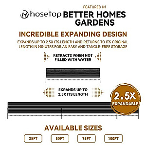Hosetop Expandable Garden Hose 50 FT Expanding Water Hose with 10 Function Spray Nozzle, 3/4“ Solid Brass Connector, for flexible garden hose for Watering & Washing.