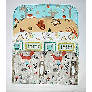 Sweet Woodland Animals 1 Ply 12x12 Inches Set of 5 Printed Flannel Paperless Towels