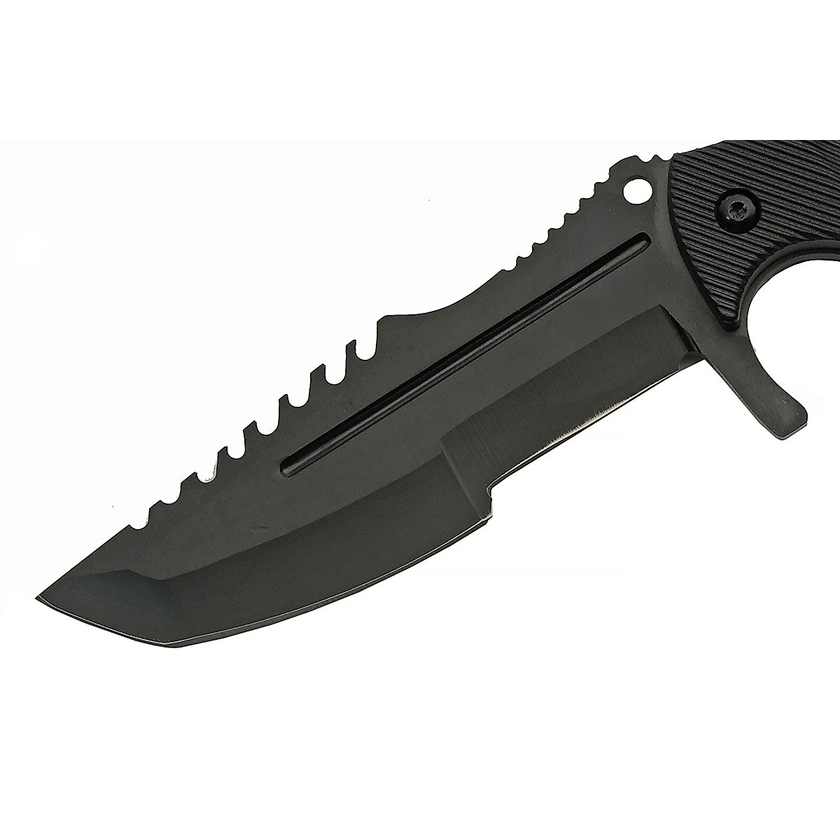 Szco Supplies 8.5” Black Finished Full tang Fixed Blade Saw Back Tracker Survivor Knife With Sheath