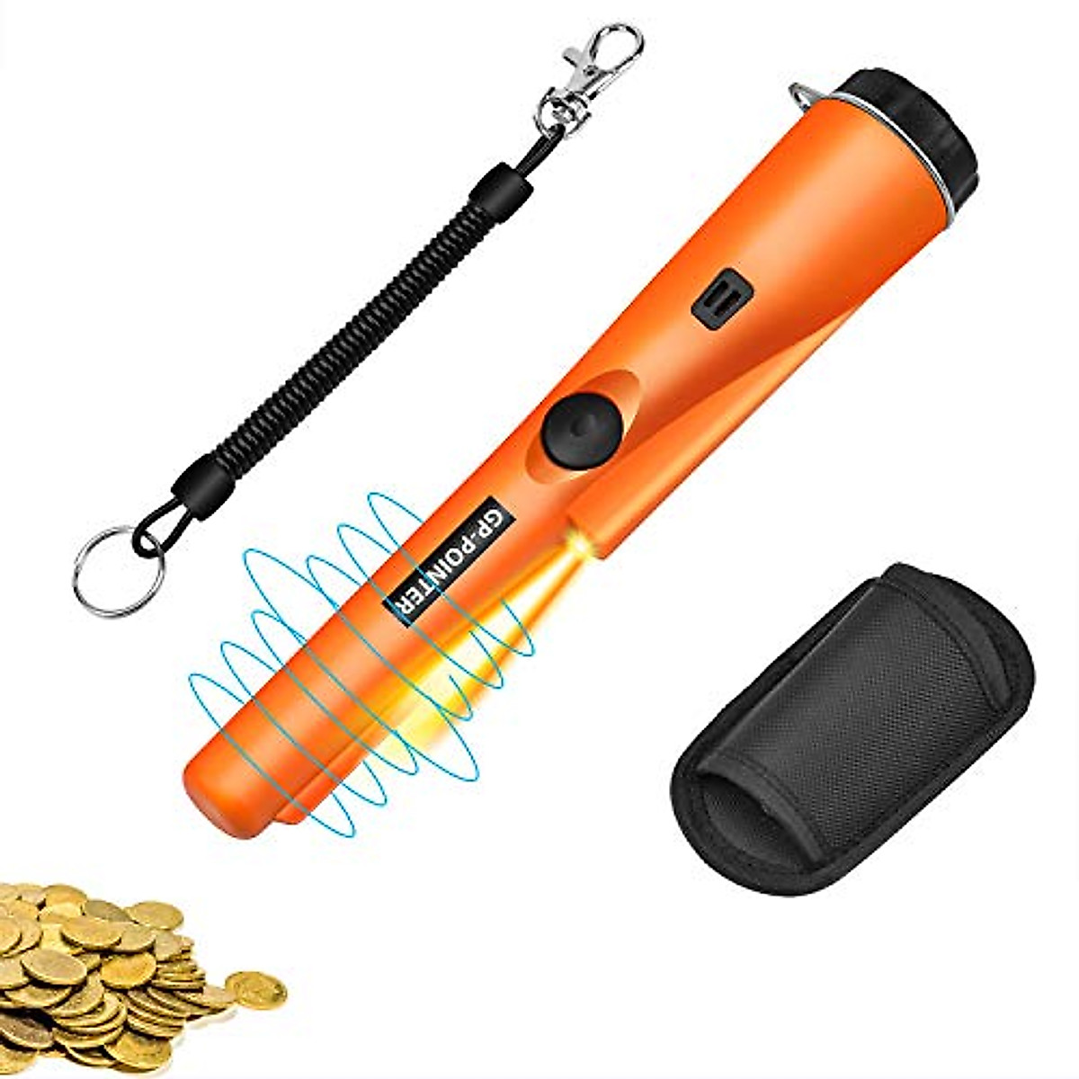 RANSENERS Metal Detector Pinpointer,Detector Wand,Handheld PinPointer Wand,360°Serch Treasure Pinpoint Finder Probe with Belt Holster High Sensitivity for Gold Coin Silver Jewelry (Orange )