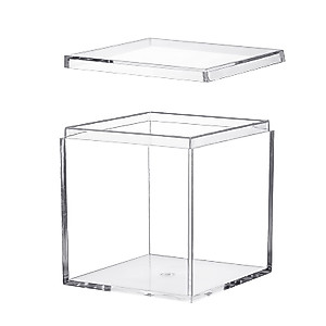 Dayaanee Acrylic Box with Lid, 4 Pack Small Square Acrylic Container Plastic Square Cube Containers with Lid Storage Box 2.2x2.2x2.2Inch/55X55X55mm for Candy Pill and Tiny Jewelry