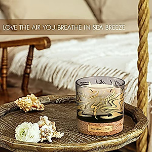 Scented Candles, Natural Soy Wax Candles for Home Scented, 2 Wicks Aromatherapy Candles with Wood Base, Large Candle for Decor Great Gifts,10 OZ - Sea Island Cotton