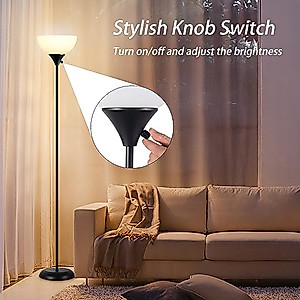 Floor Lamps for Living Room, Dimmable LED Modern Simple Standing Lamp, Tall Lamps for Bedroom Office Dining Room Kitchen, Minimalist Black Pole Lamp with Rotary Switch, 9W LED Bulb Included