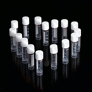 60 Pack Small Plastic Vials with Caps 2ml Lab Vials Screw Top Vials Cryogenic Vial Lab Frozen Test Tubes Small Vial Tub Container for Laboratory School Science Educational