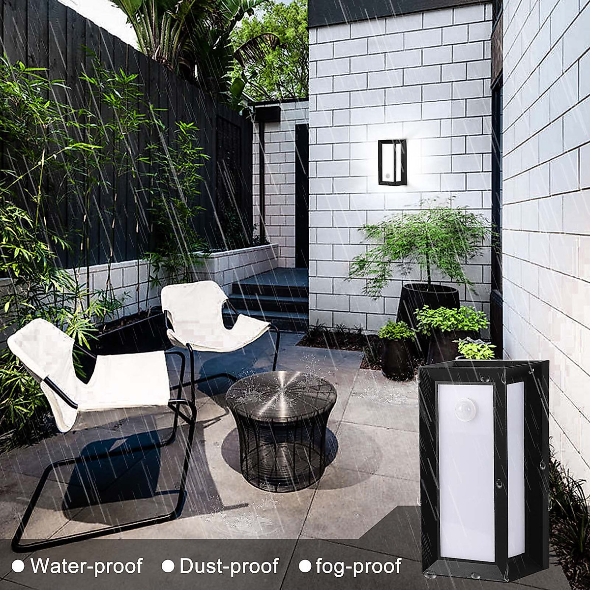 Phenas 18W Motion Sensor LED Wall Light Outdoor Dusk to Dawn Light Sensor LED Wall Sconce Light Waterproof LED Wall Lamp for Patio Porch Courtyard Garden Backyard Villa, Cold White