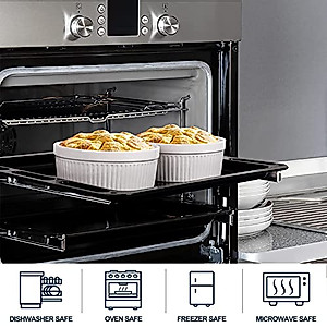 Delling Large Ramekins 32 Oz Oven Safe/Soup Bowls, 1 Quart Serving Bowls Ceramic Round for Baking, Salad, Pasta, Creme Brulee, Souffle Dish, Pot Pie