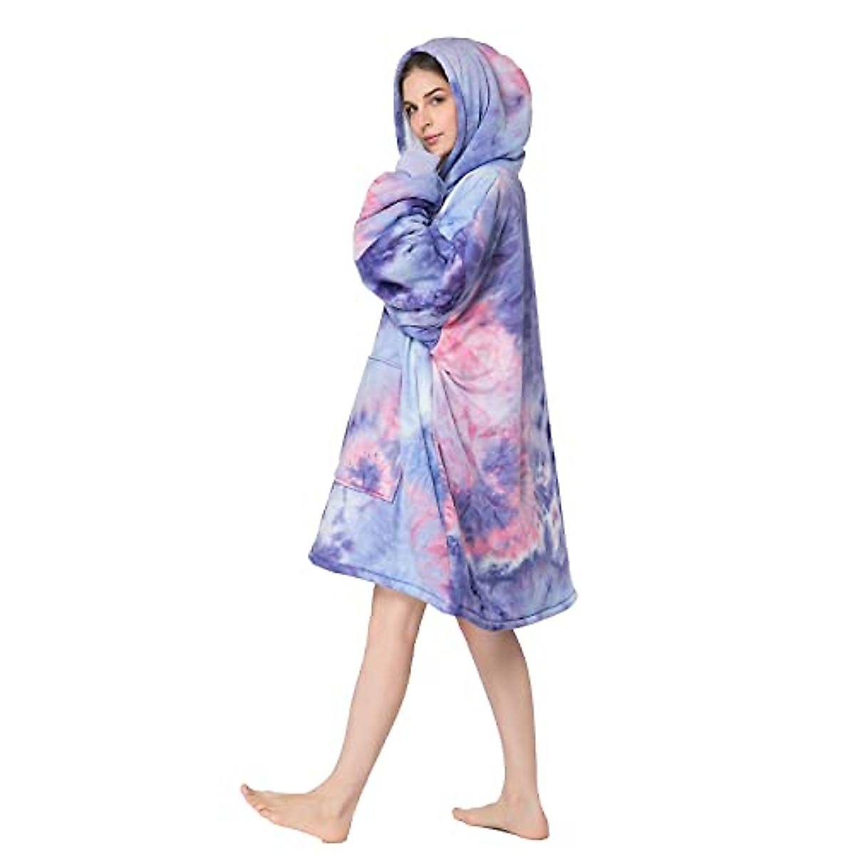 YLTNEUQER Oversized Wearable Blanket Hoodie, Super Warm and Cozy Giant Hoodie Blanket for women and men, One Size Fits All (Pink Purple)