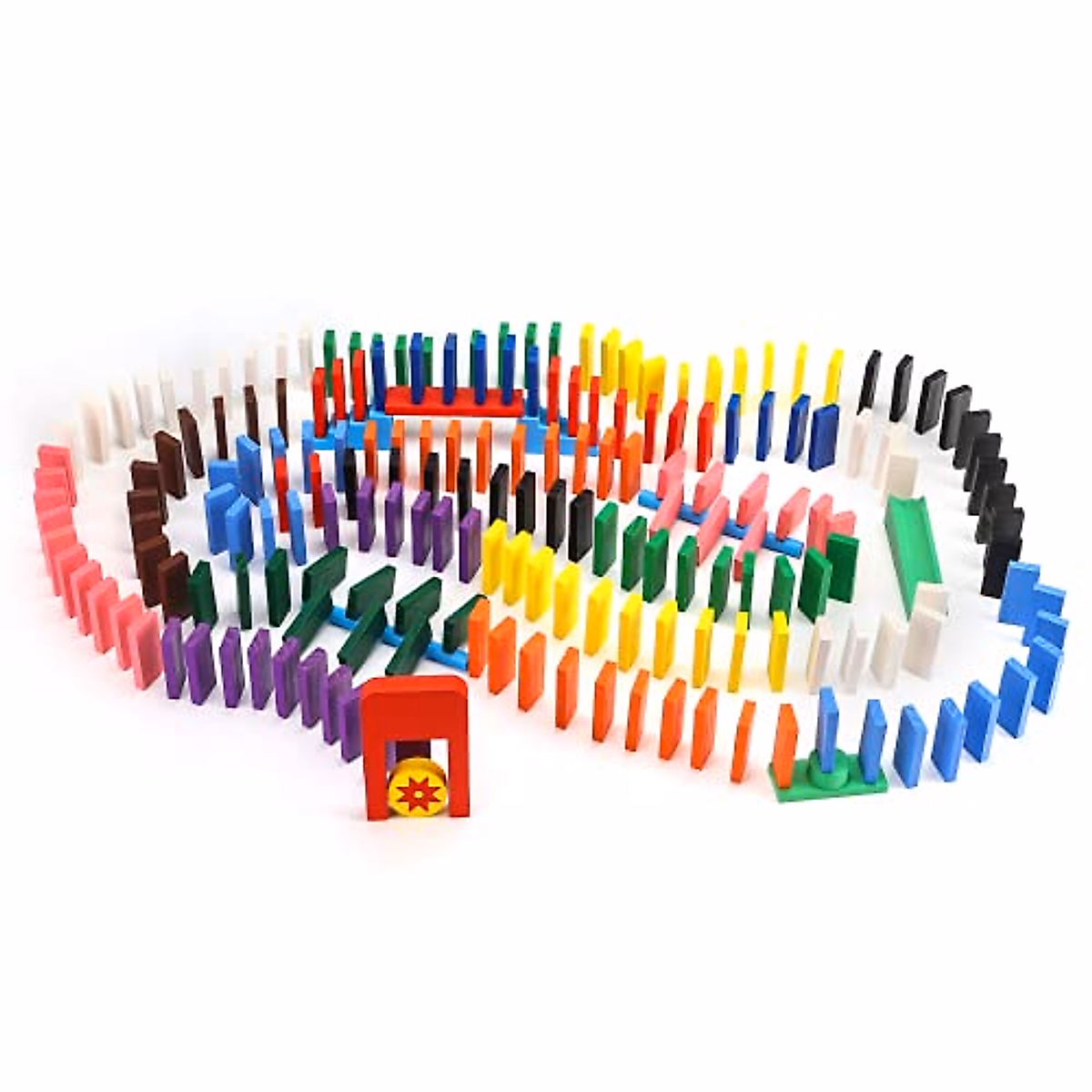 MCPINKY Super Domino Blocks, 720PCS+ Domino Starter Kit Bulk Dominoes Wooden Domino Blocks Colored Dominoes Building Block Tile Game Racing Educational Toy