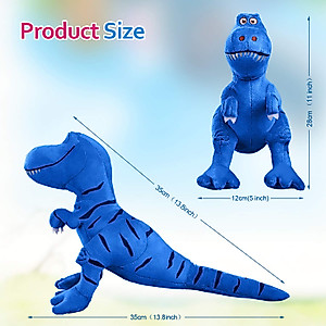 Marsjoy Blue Small Stuffed Dinosaur Plush Toy, Plush Dinosaur Stuffed Animal, Tyrannosaurus Rex Dinosaur Toy for Baby Girl Boy Kids Birthday Gifts, 11×5×13.9 inch