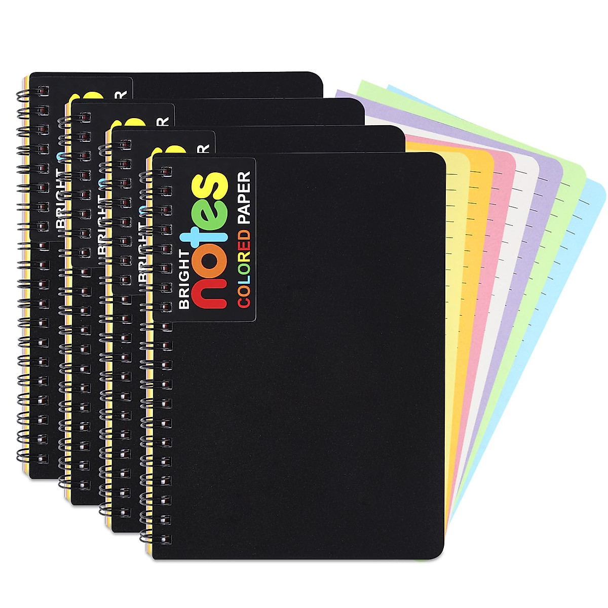 EOOUT 4 Pack Spiral Notebook 5 x 7 Inches College Ruled Note Journals, Poly Cover 7 Bright Neon Colored Lined Paper Memo Pads 100 Sheets/200 Pages for School
