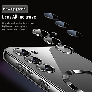 Hurgoer for Samsung Galaxy S23 Plus Case, Covers for S23 Plus .Magnetic Metallic Glossy Slim Clear Luxury Soft Shockproof funda capa para for Galaxy S23 Plus 6.6 inch Compatible with MagSafe (Black)