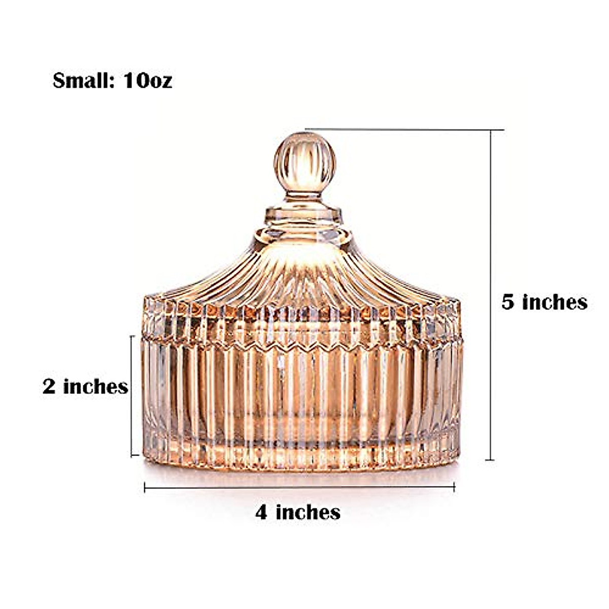 CHOOLD Luxury Colorful Tent Shaped Crystal Candy Jar with Lid,Clear Glass Apothecary Jar Wedding Candy Buffet Jar Food Jar (10oz/24oz) (Amber-S)