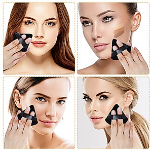 Sibba 2 Pieces Triangle Cosmetic Loose Powder Puffs Washable Reusable Soft Plush Foundation Sponge for Face Body Wet Dry Makeup Tool (2Pcs Black)