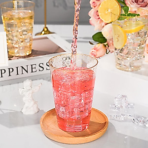 Goodluck 14 oz 50 PCS Gold Glitter Plastic Cups, Disposable Glitter Cups, Elegant Plastic Cocktail Glasses, Fancy Party Cups for Wedding, Birthday, Holiday