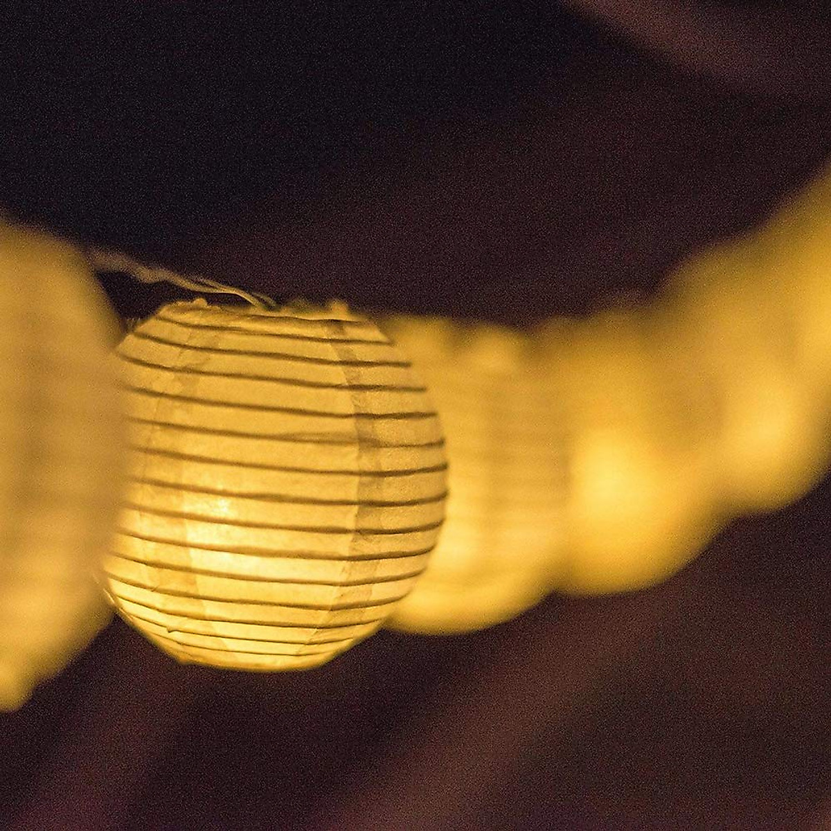 ALLOMN Solar Lantern String Lights, 19.7ft 30LED Waterproof Garden Lantern, String Lights Fair Lights with Fabric Lantern Exterior and Interior Decoration for Christmas, Garden, Home, Yard(Warm White)