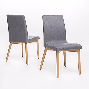 Christopher Knight Home Orrin Fabric Dining Chairs, 2-Pcs Set, Dark Grey / Oak Finish