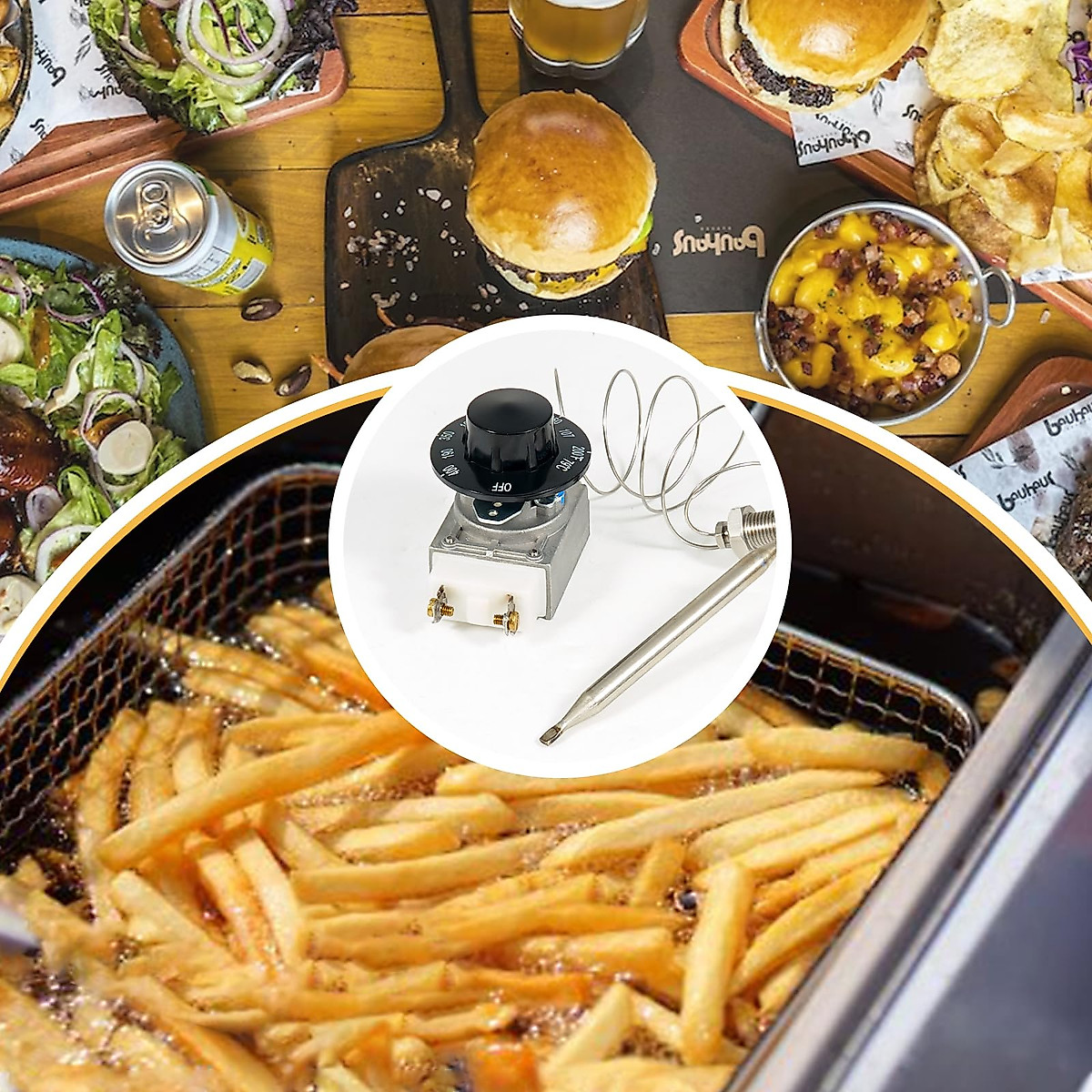 60125401 Deep Fryer Thermostat with Knob Switch, Millivolt Thermostat RX-1-36, 1/4" Mpt Stuff Box Compatible with Pitco 60124501, Imperial 1175, American Range 11113 A50400, Royal Range 3113, 200-400F