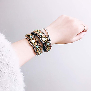 INSPIRELLE 5 Count Beaded Elastic Headband, Fashionable Handmade Beading Hairbands for Lady Women Girls