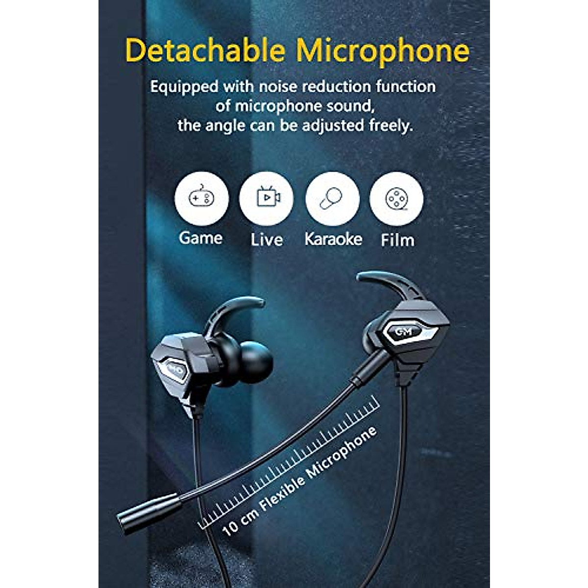 KASOTT Gaming Earbuds with mic Deep Bass Earphones in-Ear Headset Stereo Headphone with Detachable Dual Microphone for Mobile Gaming, Xbox One, PS4, Pro, PC (Red)