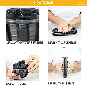 ICEBREAKER POP - 4 IN 1 - DISPENSER - MAKER - BIN - ICE PACK - Make And Serve Ice Without Ever Touching The Ice - The Sanitary Silicone Ice Tray for Freezer With Lid - Ice Cube Tray