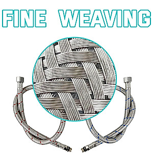 YooGyy 24" Length Bathroom Kitchen Faucet Connector Water Supply Line, Durable Braided Steel Hot and Cold Water Lines Faucet Hose 3/8" female compression thread x M10 male connector