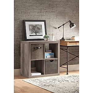 Better Homes and Gardens.. Bookshelf Square Storage Cabinet 4-Cube Organizer (Weathered) (Rustic Gray, 4-Cube)