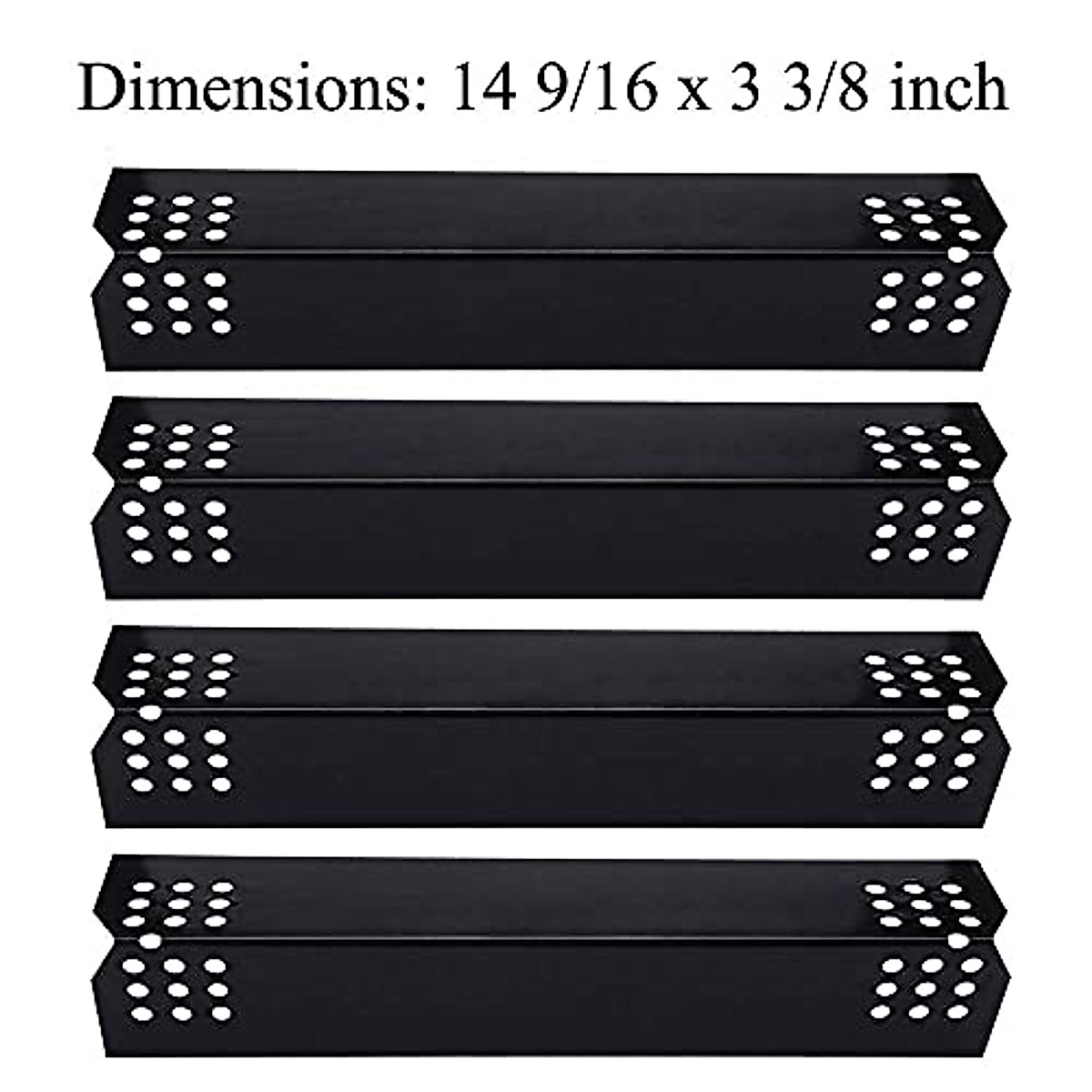 GasSaf 14 9/16" Heat Shield, Flame Tamer, Burner Covers, Porcelain Steel Heat Plate Replacement for Kenmore, Nexgrill, Grill Master 720-0697, 720-0737 and Others (4 PCS)