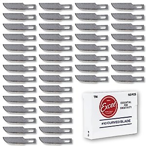 Excel Blades Hobby Replacement Blades, Set of 50 Carbon Steel Blades for Precision Cutting & Trimming, Multi-Purpose Professional, Hobby, and Crafting Tools