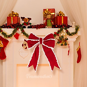 Framendino, 2 Rolls Red Christmas Ribbon Velvet Wired Edge 2.5 Inch Decorative Ribbons for Tree Bows Wreath Gift DIY Craft Xmas Wrapping Decoration