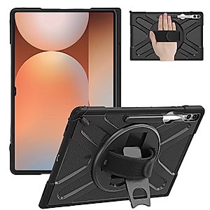 ZenRich Samsung Galaxy Tab S10 Ultra 2024 /S9 Ultra 2023 /S8 Ultra 2022 Case 14.6 inch with S Pen Holder, Shockproof Rugged Case with [360 Degree Rotatable Kickstand][Hand Strap]