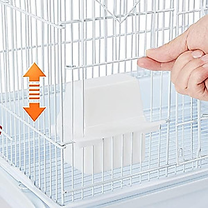 Topeakmart 39inch Height Roof Top Bird Cage Medium Metal Parakeet Cage with Swing & Ladder, White