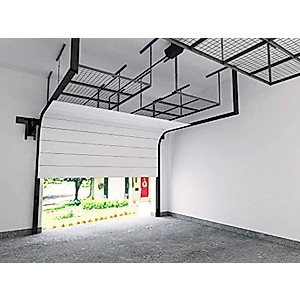 FLEXIMOUNTS 4x8 Overhead Garage Storage Rack, Garage Storage Organization Systerm, Heavy Duty Metal Garage Ceiling Storage Racks, 2 pack, Black
