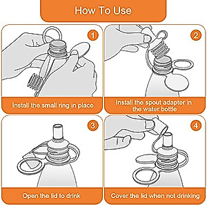 Morlike Baby Water Bottle Cap Silicone Bottles Top Spout Adapter Replacement for Toddlers Kids and Adults, Protects Kids Mouth - No Spill & BPA Free (Mix - 4 Pack)