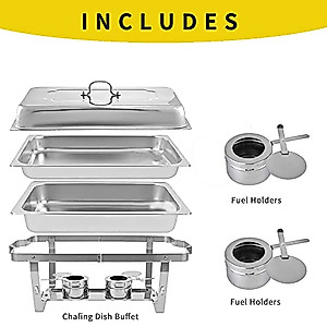 Naviocean Chafing Dish Buffet Set Chafers and Buffet Food Warmers for Parties 8 QT Chafing Servers Dish Stainless Steel Food Catering Chafers for Catering Event Buffet Banquet (2 Packs)
