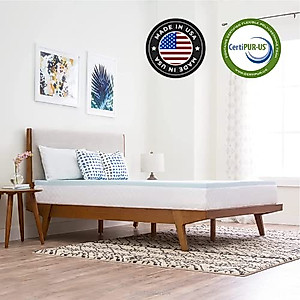 The Best Foam 2 Inch Twin Mattress Topper | Cooling Gel Swirl Visco Memory Foam for Soothing Support | Made & Assembled 100% in The USA | CertiPUR-US Certified | Twin Mattress Pad (Coverless)