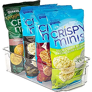 Jinamart Plastic Pull out Storage Bins 4 Pack, Multi-Use Organizer Bins with Built-in Handles, BPA-Free for Pantry, Home and Fridge Organization (14.5"L x 8.5"W x 4"H )