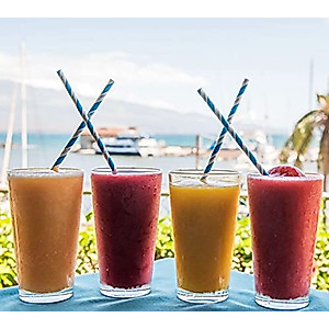 Shuiniba Biodegradable Striped Paper Straws,Paper Drinking Straws for Party, Events and Crafts,Baby Shower Decorations 7.75 Inches, Black White Striped - 100 Packs