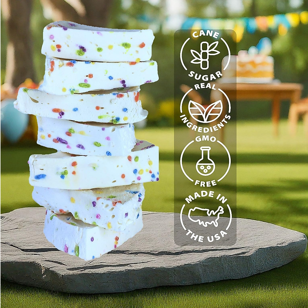 Freeze Dried Ice Cream - Vanilla, Strawberry, Chocolate, Cookies, Cookie Dough, Birthday Cake, Cotton Candy - Rocky Mountain Artisan Crafted Freeze Dried Ice Cream with Simple Organic Ingredients (2.5 OZ, Birthday Cake)