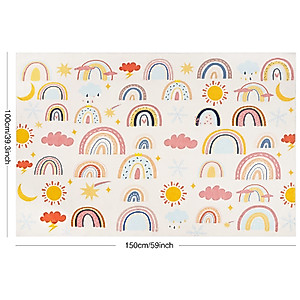 LTKOUGFAM Soft Kids Area Rug, Large Washable Space Mat, Non-Slip Cute Rainbow Weather Baby Crawling Floor Mat for Living Room Playroom Classroom Bathroom (59" x 39" S)