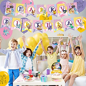 Eevee Aesthetic Evolutions Party Decorations,Birthday Party Supplies For Eevee Aesthetic Evolutions Party Supplies Includes Banner - Cake Topper - 12 Cupcake Toppers - 18 Balloons