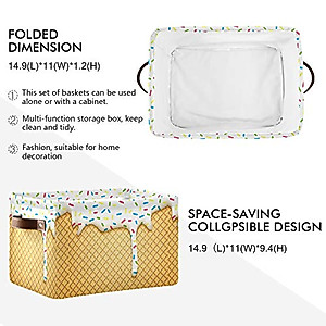 KEEPREAL Ice Cream Cone Basket Bin Large Storage Basket Toy Basket Canvas Storage Basket Clothes Basket Decorative Basket for Home Office (15x11x9.5inch)